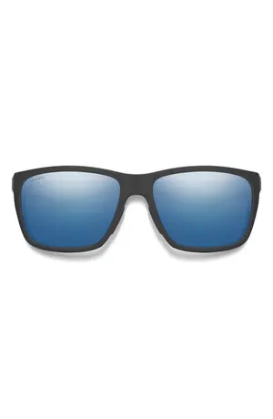 SMITH Longfin 57mm Chromapop™ Polarized Square Sunglasses - Black /chromapop Glass Blue