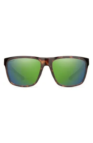 SMITH Smith Longfin 57mm Chromapop™ Polarized Square Sunglasses Tortoise / Glass Green