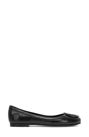 Frye Carson Logo Leather Ballet Flat - Black