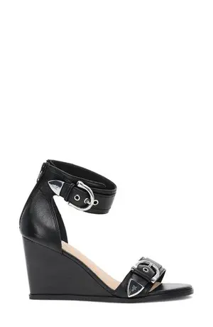 Frye Rachel Ankle Strap Wedge Sandal - Black