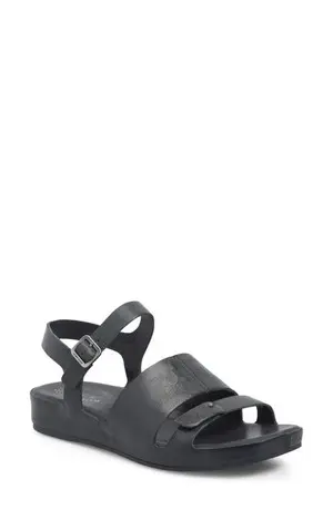 KORK-EASE® Mona Leather Sandals - Black Leather