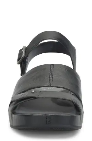 KORK-EASE® Mona Leather Sandals - Black Leather