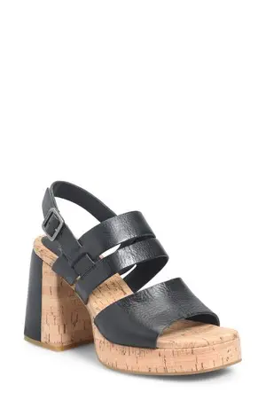 Kork-Ease® Maxi Strappy Slingback Sandals - Black Leather