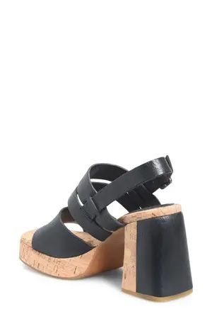 Kork-Ease® Maxi Strappy Slingback Sandals - Black Leather