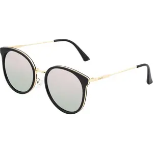 BERTHA WATCHES BERTHA Brielle Polarized Round Frame Sunglasses Black/rose Gold