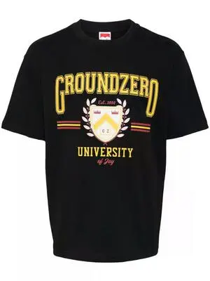 GROUND ZERO University Logo-print Cotton T-shirt - Black