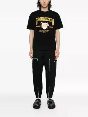 GROUND ZERO University Logo-print Cotton T-shirt - Black