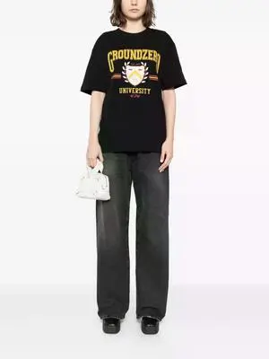 GROUND ZERO University Logo-print Cotton T-shirt - Black