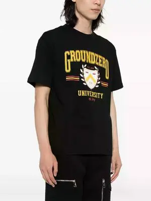 GROUND ZERO University Logo-print Cotton T-shirt - Black