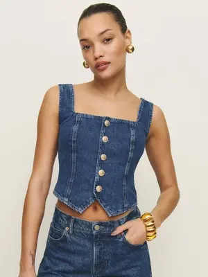 REFORMATION Bo Denim Top