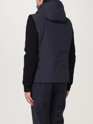 MOORER Hooded Zip-up Vest With Contrasting Sleeves