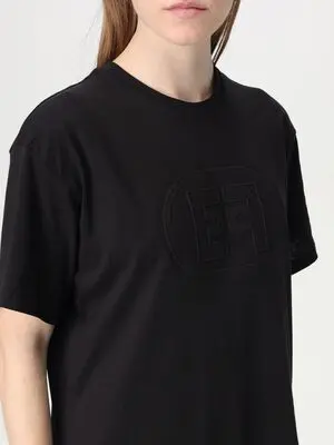 Elisabetta Franchi T-shirt With Embossed Logo - Black