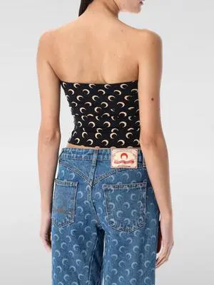 MARINE SERRE Crescent Moon Print Tube Top - Black