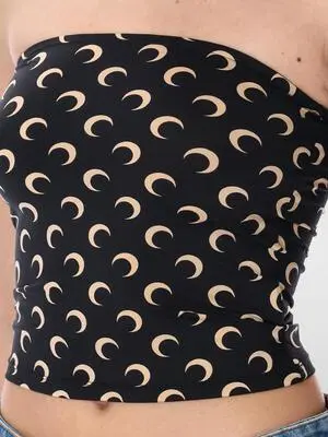 MARINE SERRE Crescent Moon Print Tube Top - Black