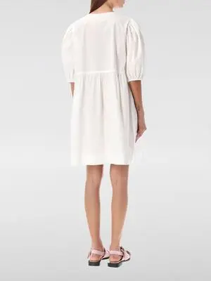 GANNI Bow Detail Mini Dress - White