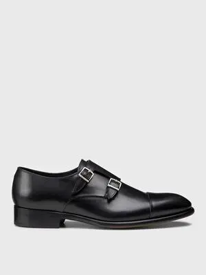DOUCAL'S Monk Strap Brogue Shoes - Black