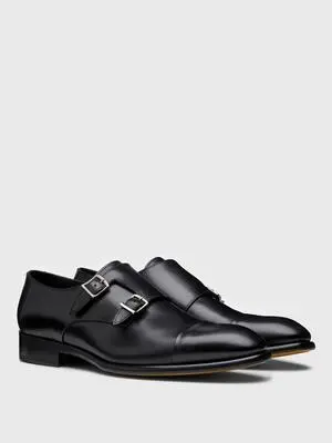 DOUCAL'S Monk Strap Brogue Shoes - Black