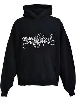 SAINT MXXXXXX Cotton Hoodie With Logo Print - Black