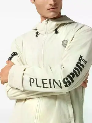 PLEIN SPORT Logo-print Windbreaker Jacket - Grey