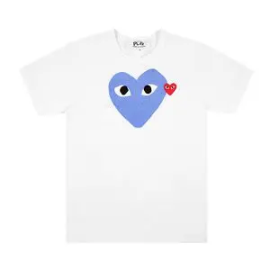 Play Comme Des Garcon Comme Des Garçons Short-sleeve Play T-shirt With Heart /white - Blue
