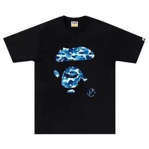 A BATHING APE Abc Camo Ape Face Tee - Black