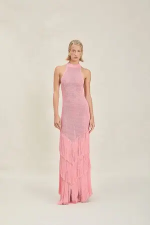 Devon Windsor True Knitted Fringe Maxi Dress - Neutral