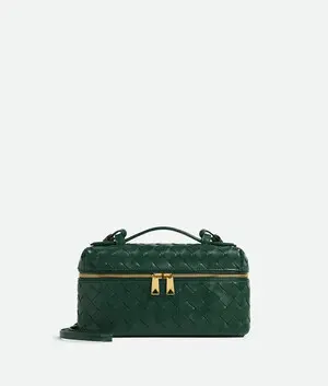 Bottega Veneta Intrecciato Leather Vanity Case - Emerald Green