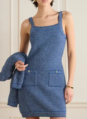 Gucci Striped Cotton-blend Bouclé Mini Dress - Light Denim