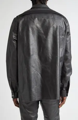 Rick Owens Leather Shirt Jacket - Black