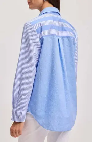 Foxcroft Mixed Stripe Boyfriend Shirt