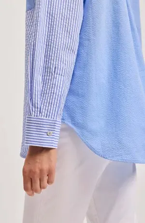 Foxcroft Mixed Stripe Boyfriend Shirt