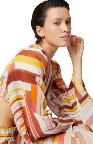 Missoni Printed Silk Crop Top With Wide Sleeves - Multicoloured