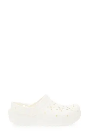 CROCS Classic Floral Cutout Clog - Chalk