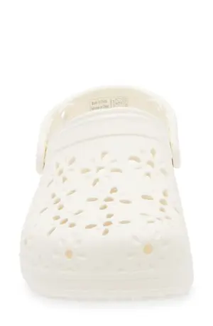 CROCS Classic Floral Cutout Clog - Chalk