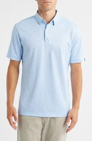 Mizzen+main Halyard Trim Fit Print Polo Cloud Blue Dot