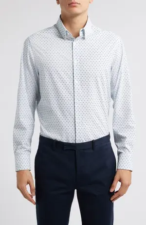Mizzen+main Leeward Trim Fit Button-up Shirt Sky Dotted Leaf