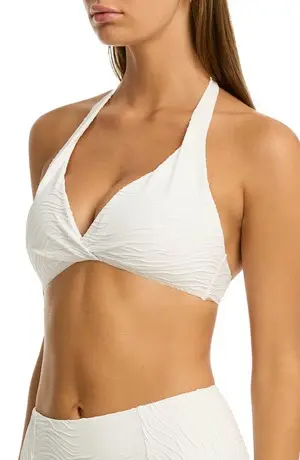 SEA LEVEL De Soleil Twist Front Multifit Bikini Top - White
