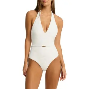 SEA LEVEL De Soleil Halter One-piece Swimsuit - White