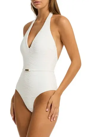 SEA LEVEL De Soleil Halter One-piece Swimsuit - White