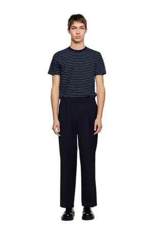 Sandro Wide-leg Trousers - Navy Blue