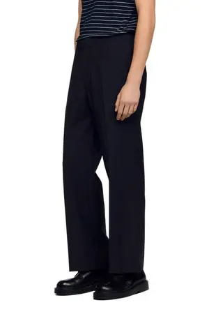 Sandro Wide-leg Trousers - Navy Blue