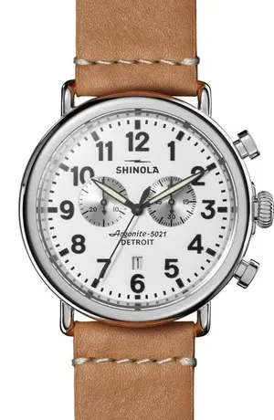 Shinola Runwell Chronograph Strap Watch - Beige