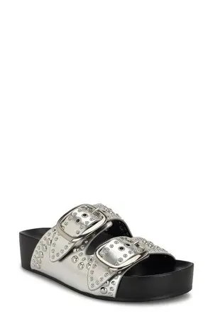 Nine West Flinne Studded Platform Sandals - Silver