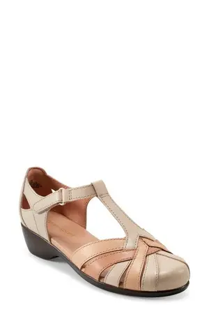 Easy Spirit Darlyn T-strap Pumps - Ivory Multi
