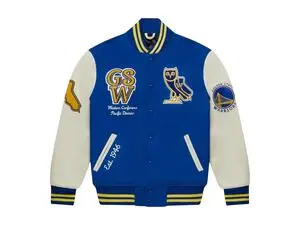 OVO X Nba Golden State Warriors Varsity Jacket - Blue