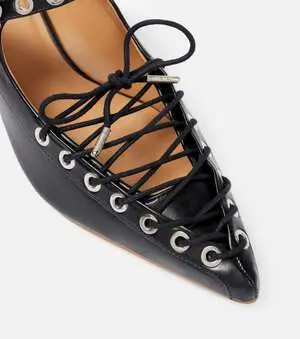 GANNI Faux Leather Lace-up Mules - Black