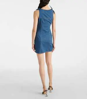 Coperni Floral-appliqué Cutout Denim Minidress - Blue