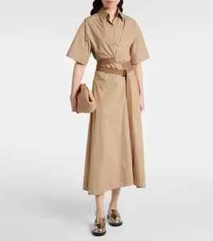 Brunello Cucinelli Belted Cotton Shirt Dress