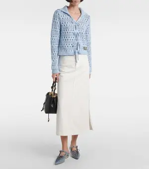 GANNI Embellished Lace-up Denim Mules
