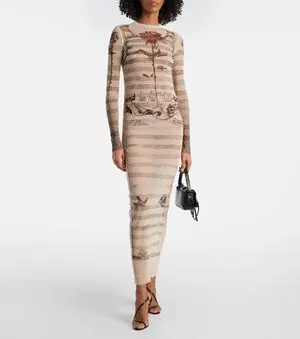 JEAN PAUL GAULTIER Trompe L’oeil Mesh Maxi Dress